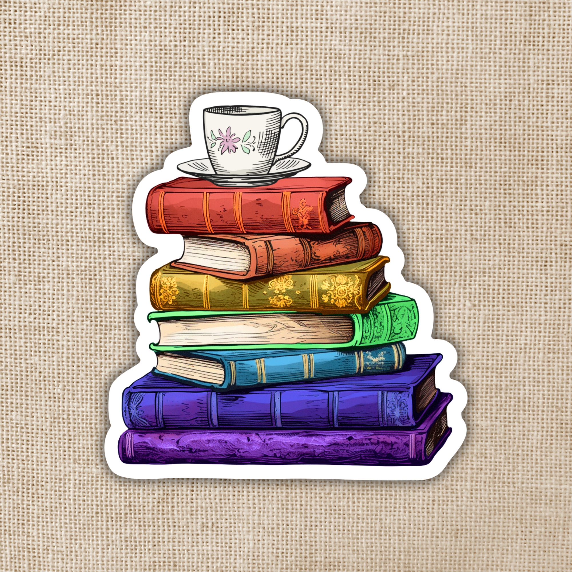 Vintage Rainbow Book Stack Sticker – Bright Side Books & Wine